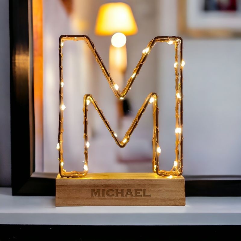 Personalised Engraved Light Up Letter Light - M