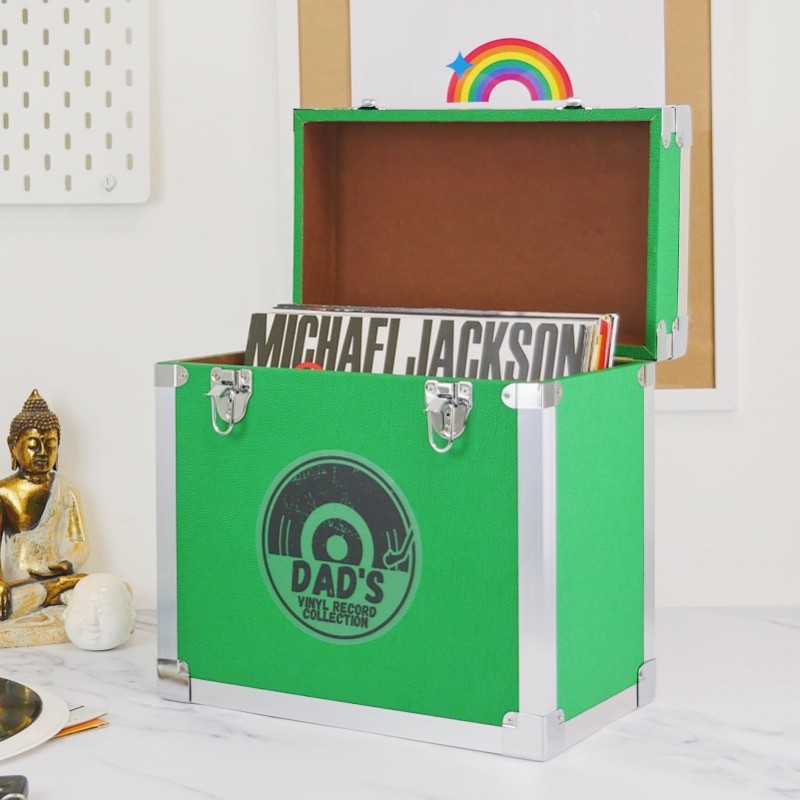 Personalised 12 Inch Record Storage Box Green Leather Effect With personalised-12-inch-record-storage-box-green-leather-effect-with
